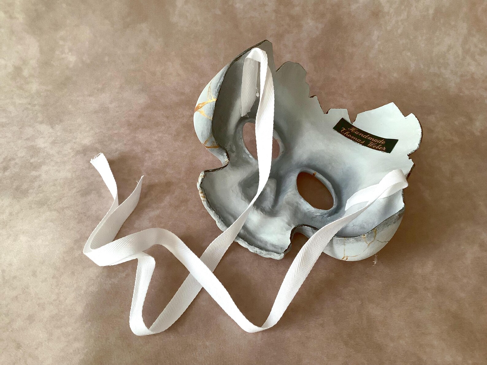 Half Mask: 'broken Skull Gold ' ( With Hand Painted Golden Cracks ...