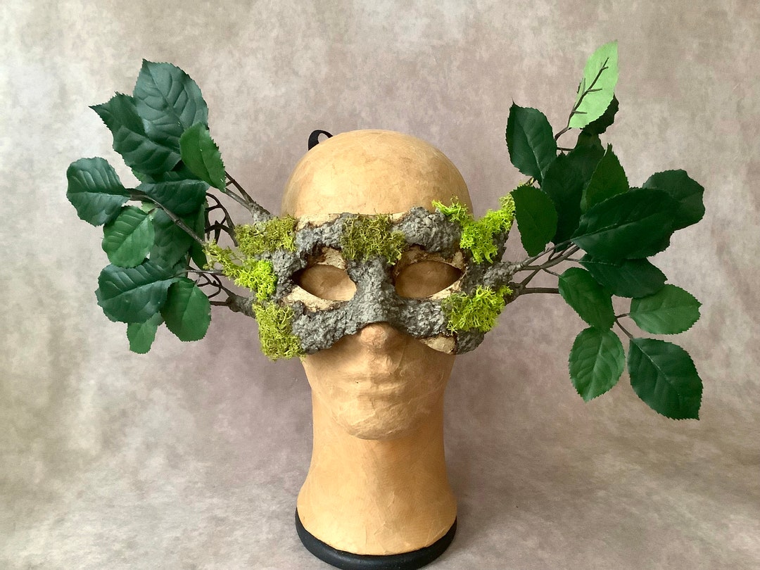 Artisan Eye Mask: 'tree Mask Green Leaves' - Traditional Handmade Mask ...
