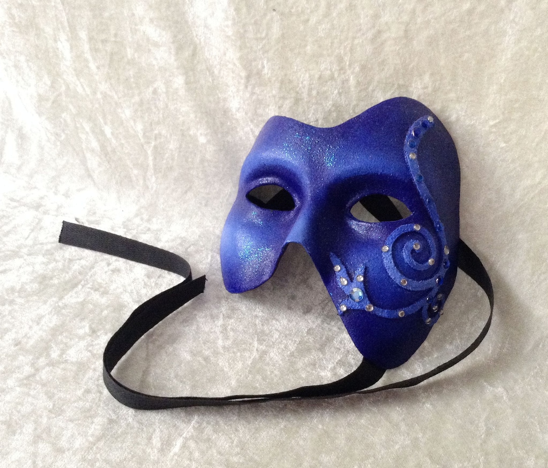 Artisan Half Mask: 'elegant Blue Curl' (3d Curls and Rhinestones) - Etsy