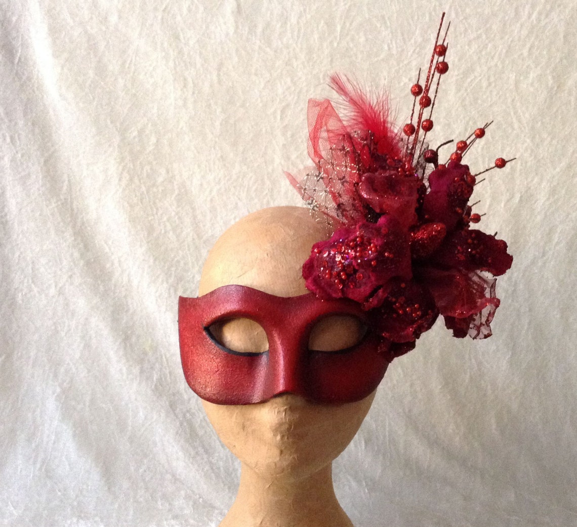 Artisan Eye Mask: 'glittery Red Flower Fantasy' - Etsy