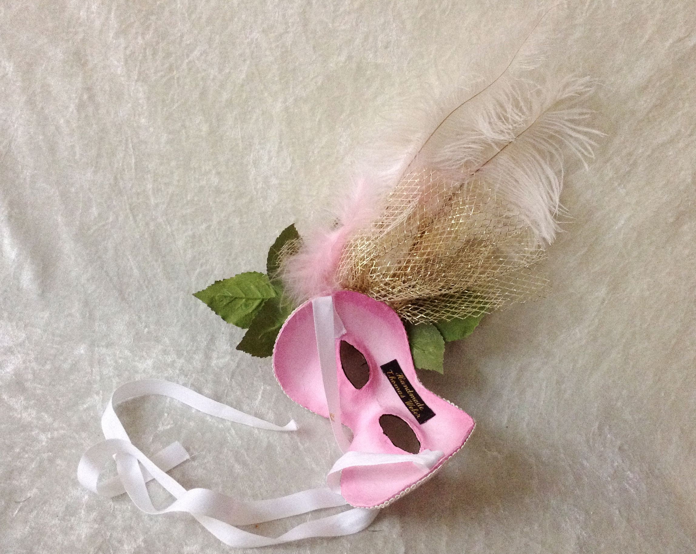 Artisan half mask: 'Fancy pink roses' flowers tulle | Etsy