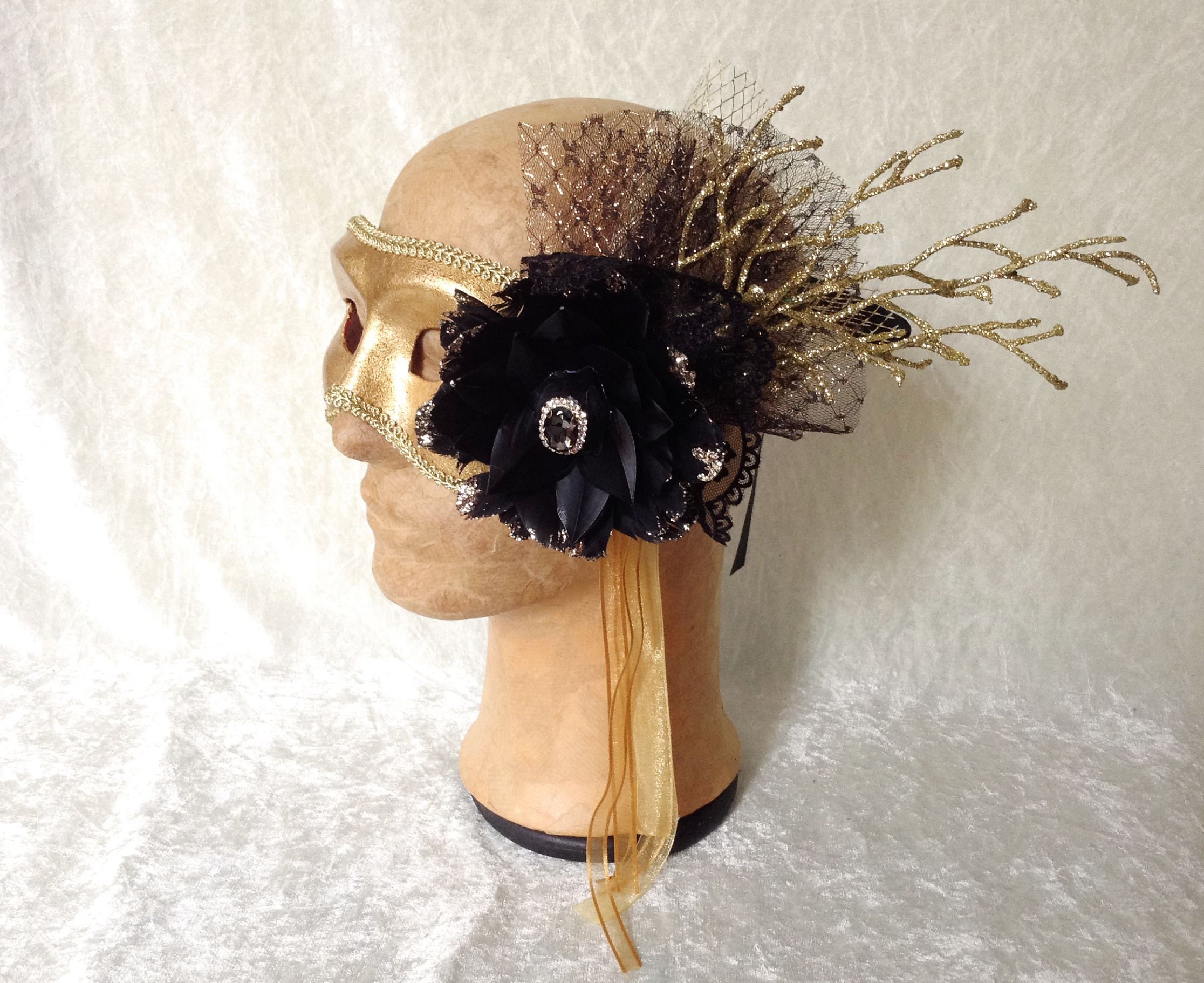 Artisan Eye Mask: 'gold Fantasy' (gold-leaf, Tule, Lace and Black ...