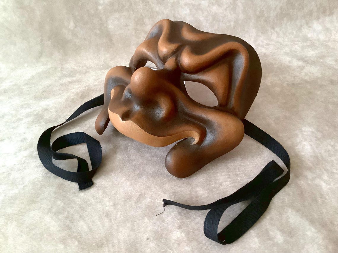 Artisan Half Mask 'creepy Smile' (brown) - Etsy