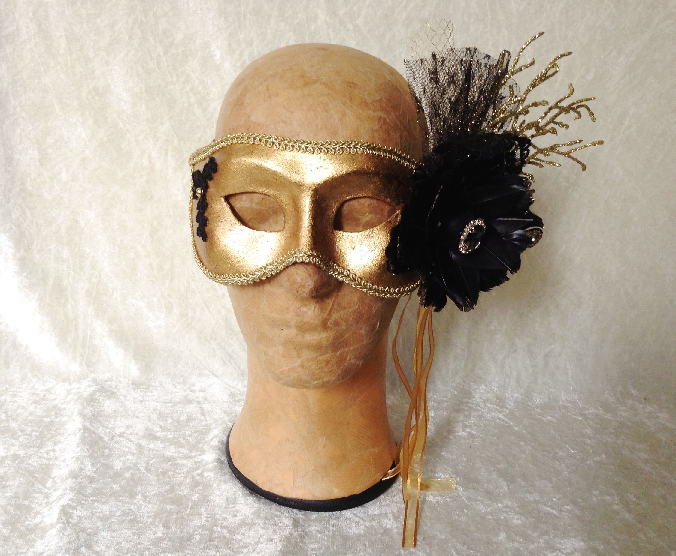 Artisan Eye Mask: 'gold Fantasy' (gold-leaf, Tule, Lace and Black ...