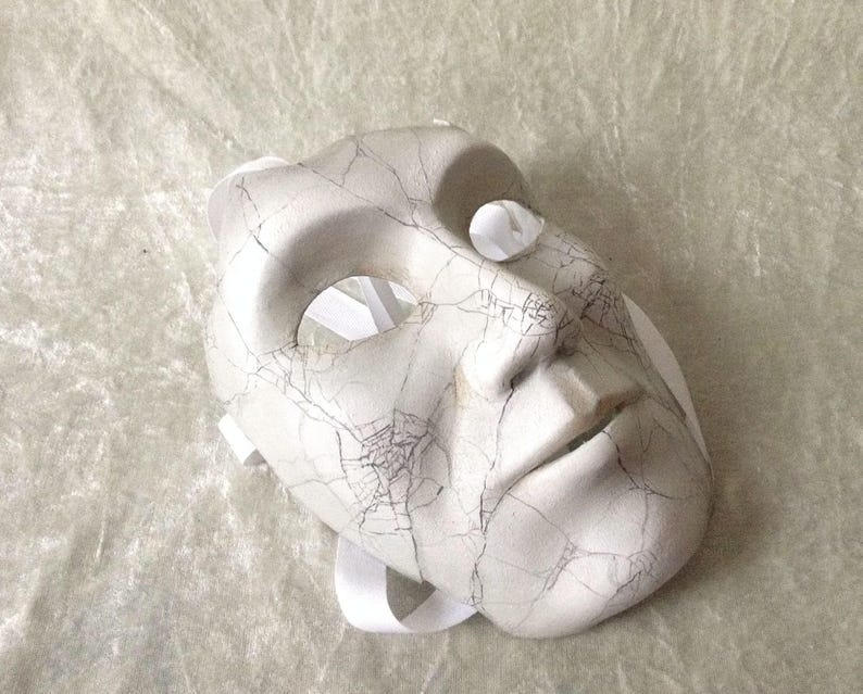 Artisan Mask: 'broken Porcelain' (smaler Shape - Hand-painted Cracks ...