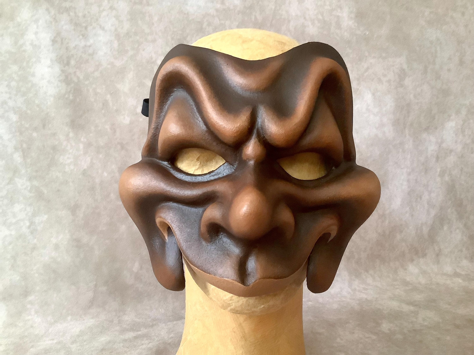 Artisan Half Mask 'creepy Smile' (brown) - Etsy