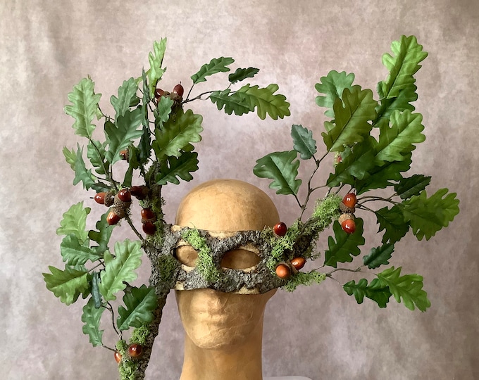 Artisan Eye Mask on a Stick: 'tree Mask Green Oak Leaves Deluxe ...
