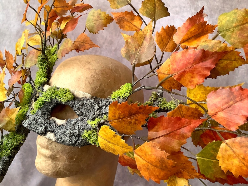 Artisan Eye Mask on a Stick: 'tree Mask Autumn Leaves Deluxe' Dryad ...