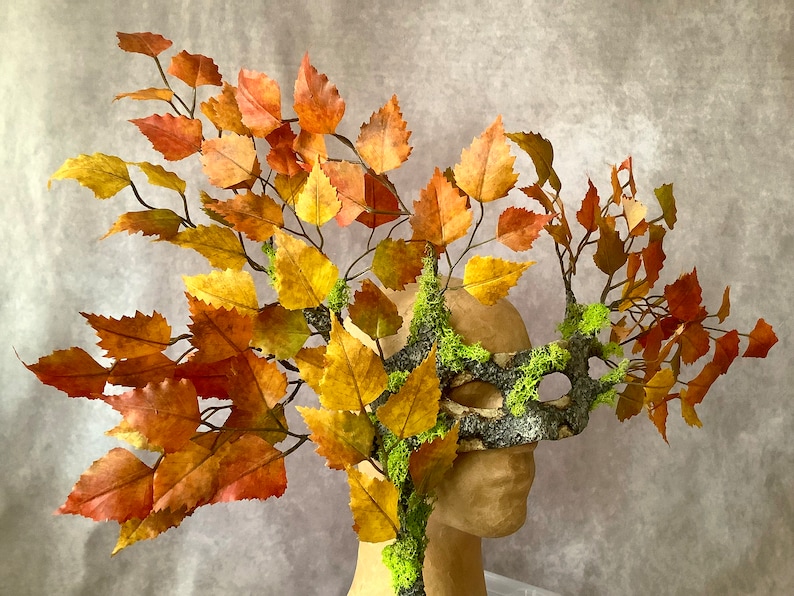 Artisan Eye Mask on a Stick: 'tree Mask Autumn Leaves Deluxe' Dryad ...