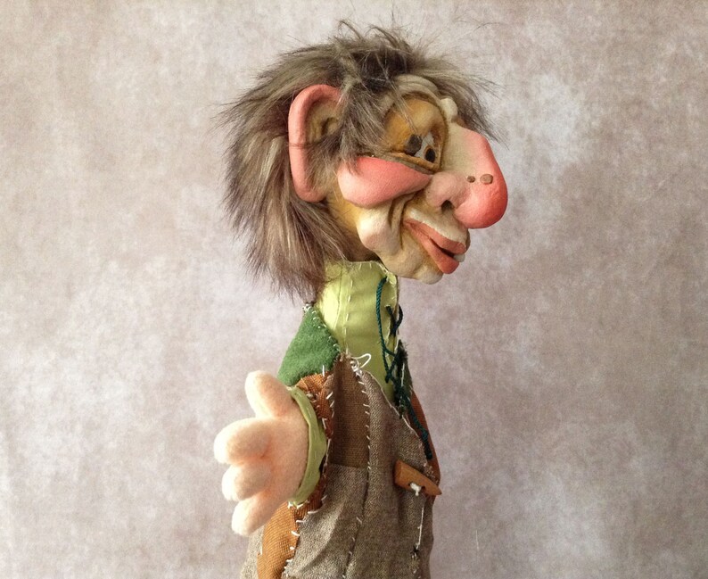 Handmade artisan happy troll puppet traditional hand puppet | Etsy