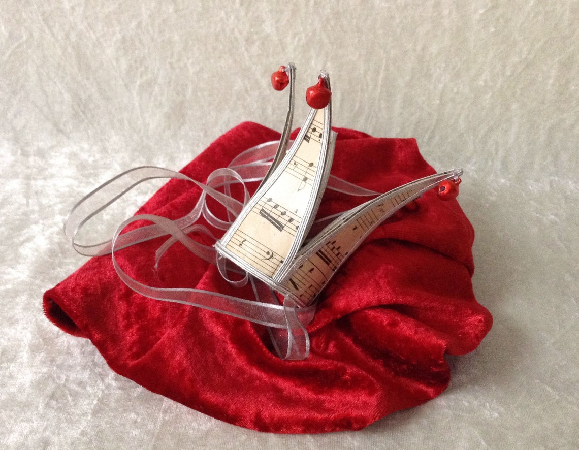 Crown Small With Vintage Music Paper Silver Finish and Red | Etsy