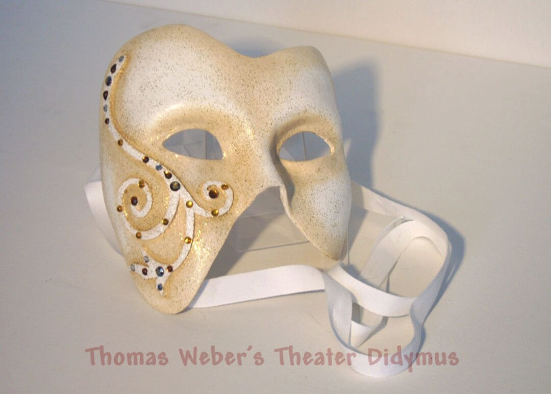 Artisan Half Mask: 'elegant White Curl' (3d Curls and Rhinestones) - Etsy