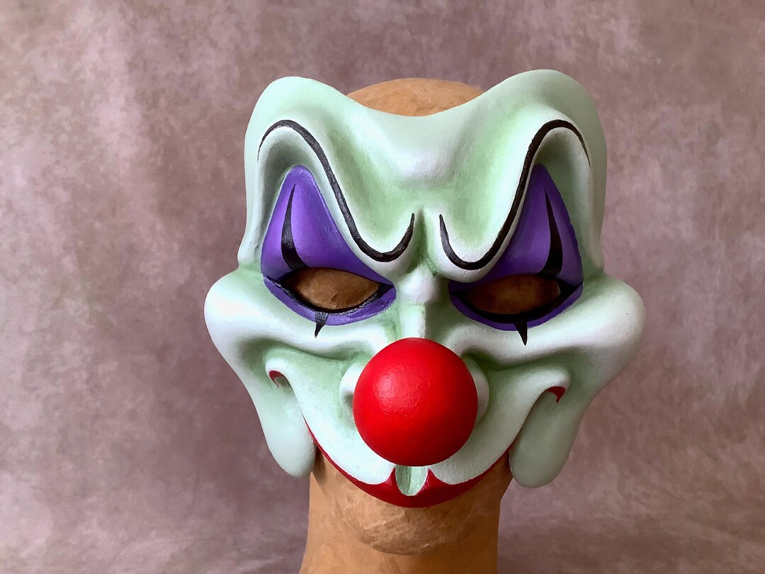 Artisan Half Mask: 'creepy Clown' (pale Green Make-up) - Etsy