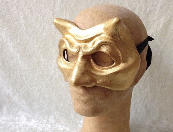 Artisan Half Mask: 'golden Devil' gold Leaf | Etsy