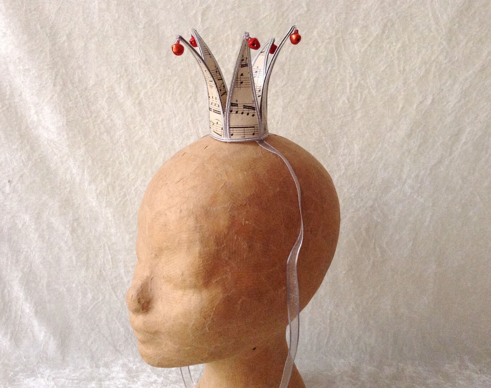 Crown Small With Vintage Music Paper Silver Finish and Red - Etsy