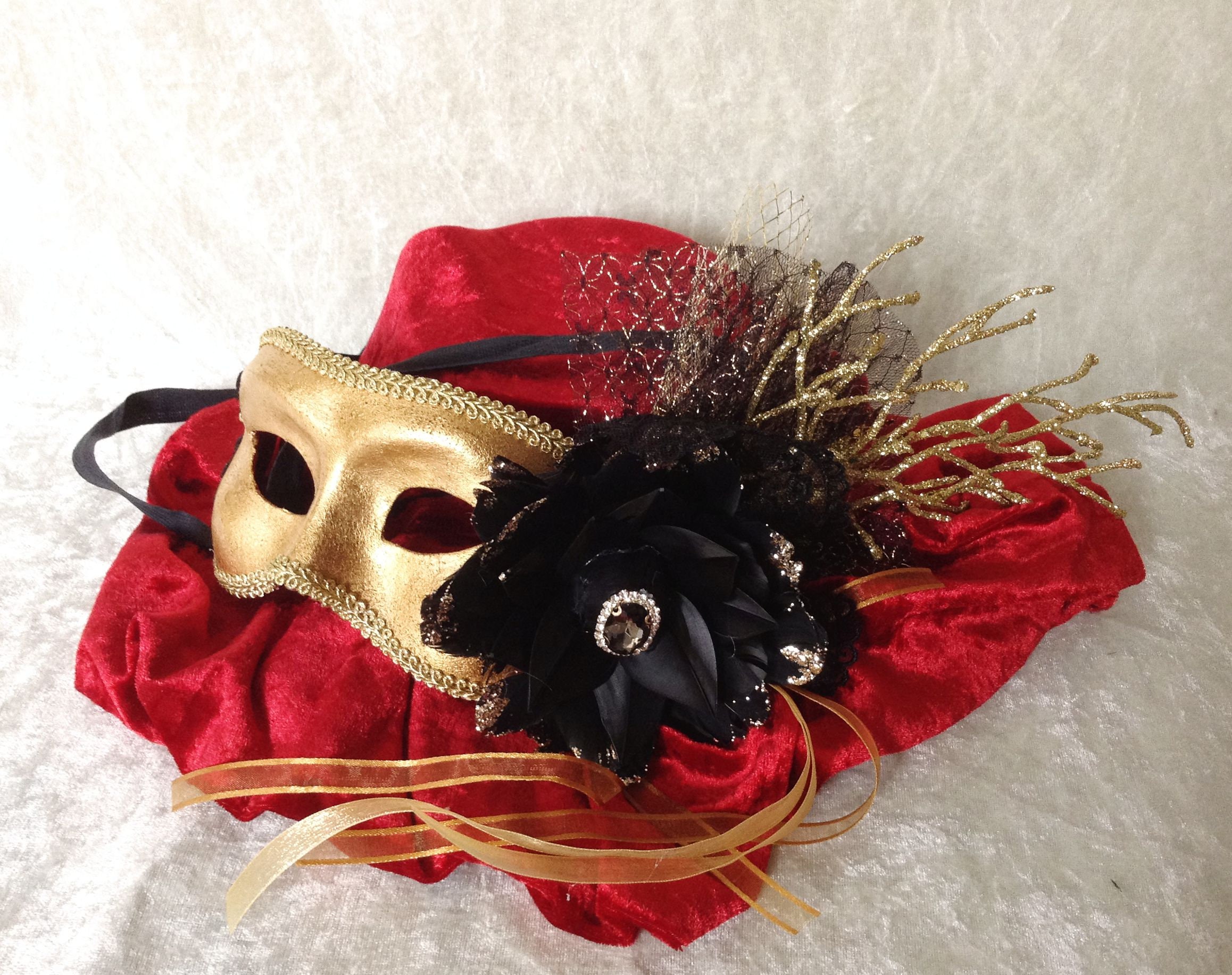 Artisan Eye Mask: 'gold Fantasy' (gold-leaf, Tule, Lace and Black ...