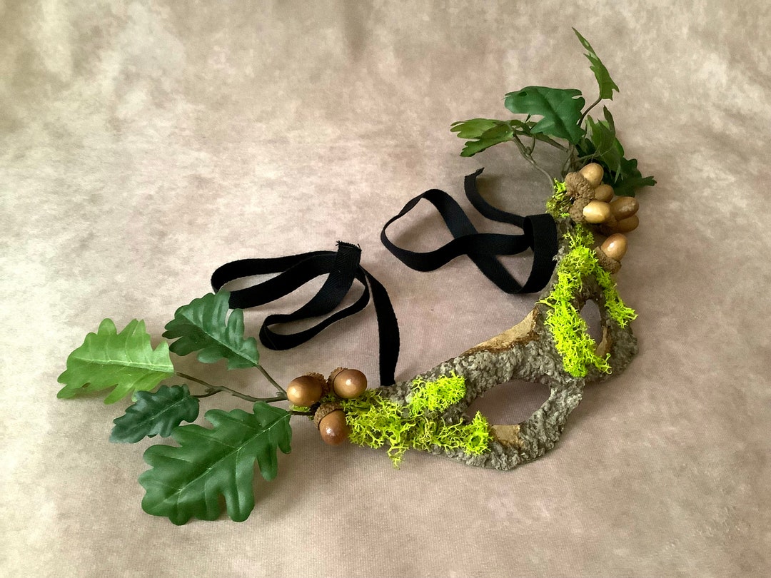 Artisan Eye Mask (fine): 'treemask With Green Oak Leaves' (green Oak ...