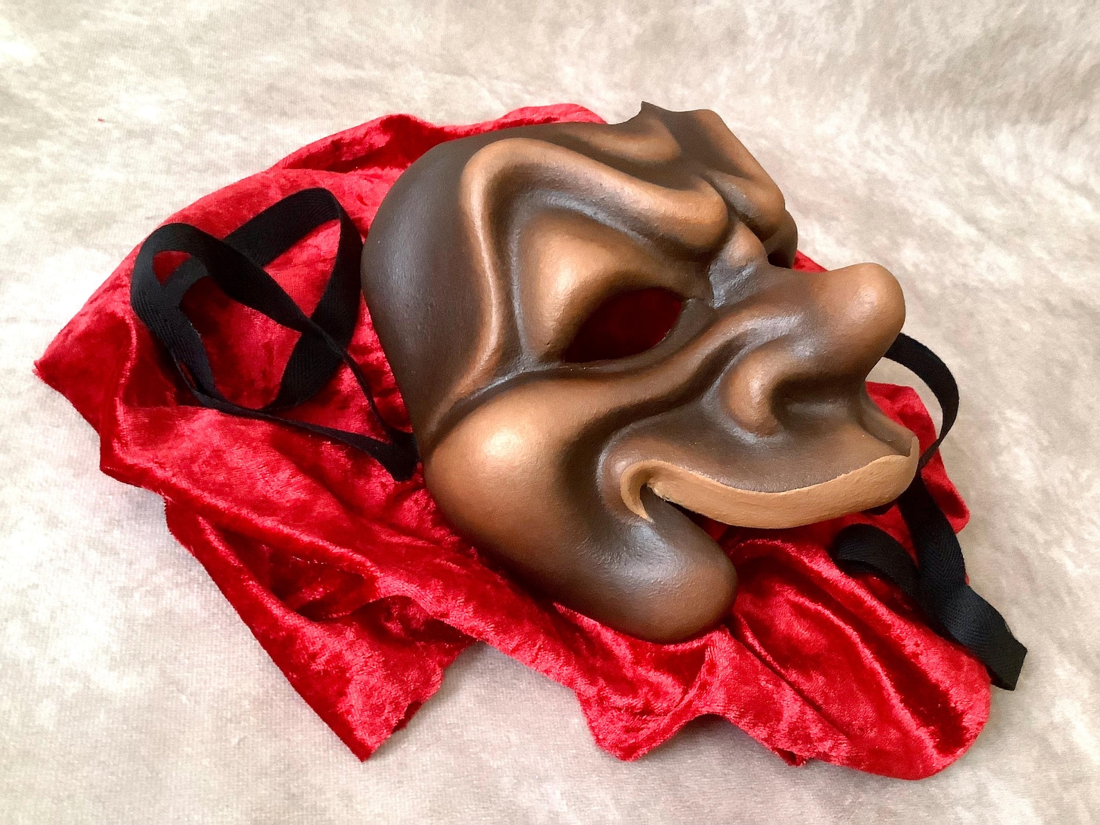 Artisan Half Mask 'creepy Smile' (brown) - Etsy