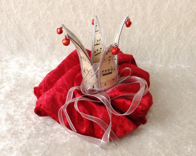 Crown - Small, With Vintage Music Paper, Silver Finish and Red Bells ...