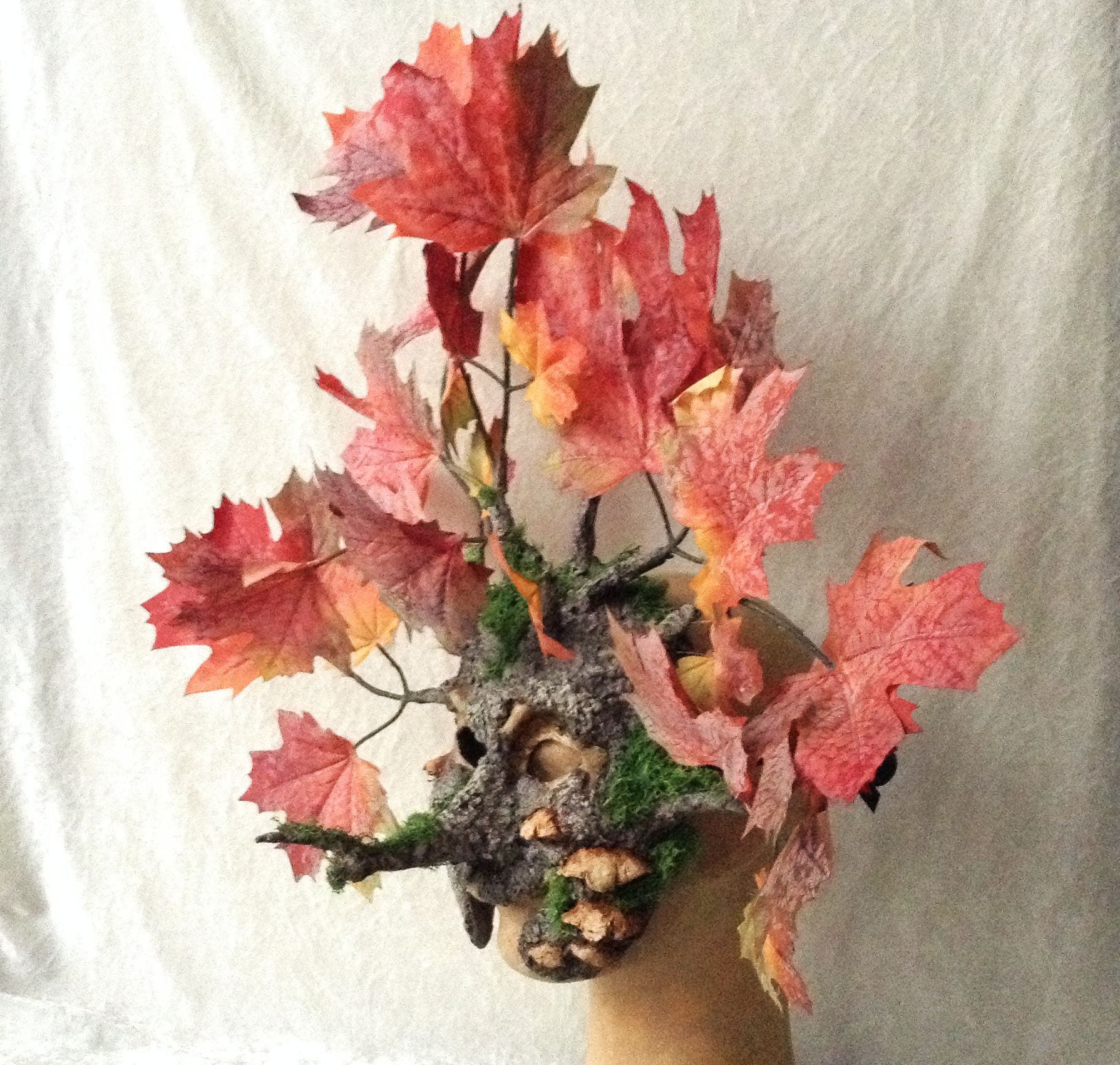 Artisan Mask: 'autumn Tree Mask' no Chin, With Leaves and Moss ...