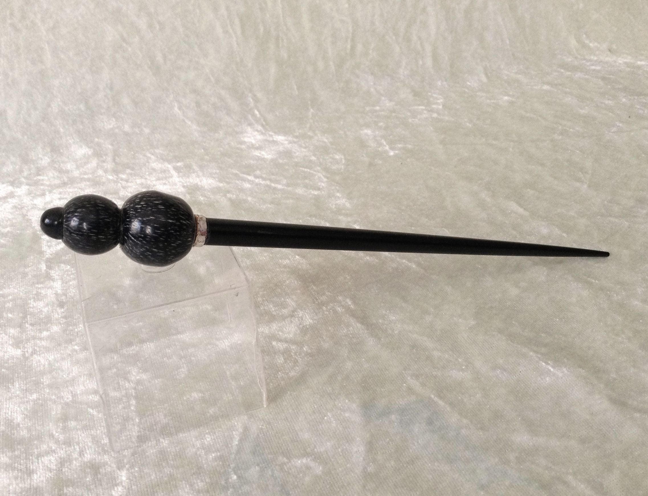 Handmade hairpin black hairpin with black pearls | Etsy