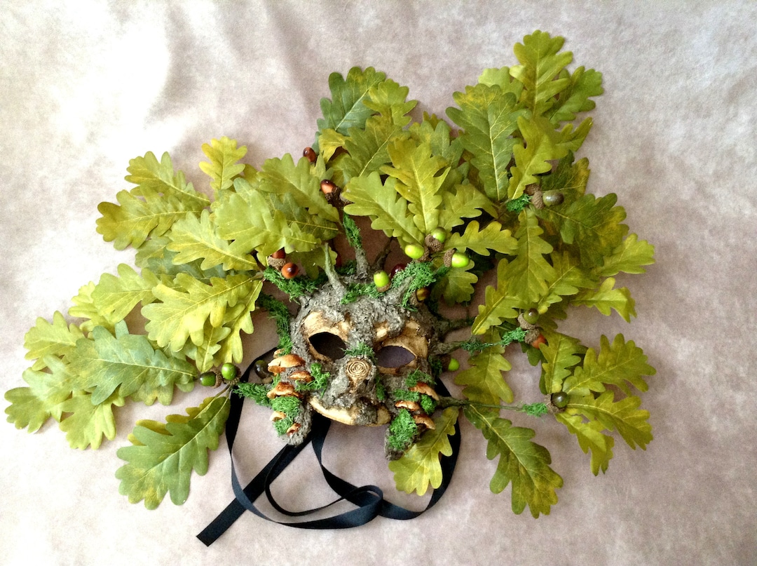 Artisan Mask: 'oak Tree Mask' - (no Chin, With Leaves and Moss ...