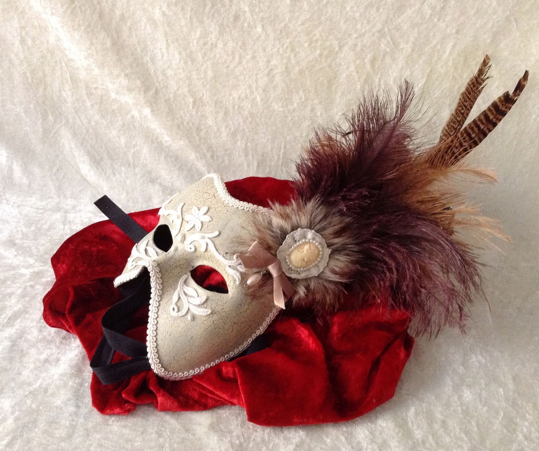 Artisan Half Mask : 'victorian Dream' (old Lace and Feathers ...