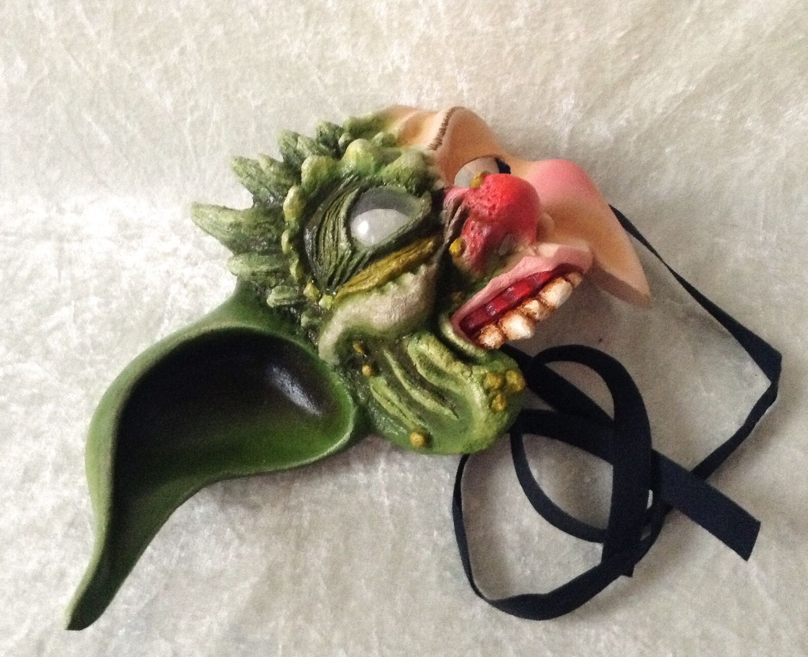Artisan half mask: 'Big eared half demon' demon | Etsy