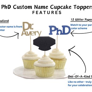 Personalized Phd Graduation Cupcake Toppers, Phd Graduation Decorations ...