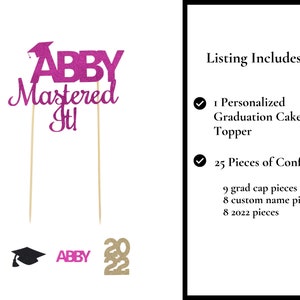 Mastered It Cake Topper Masters Graduation Decorations 2022 - Etsy