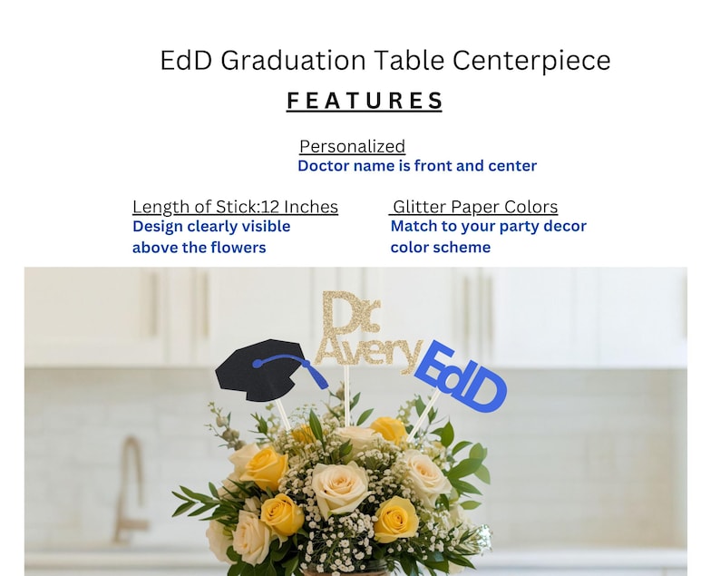 Edd Personalized Graduation Table Centerpiece Set, Edd Graduation ...