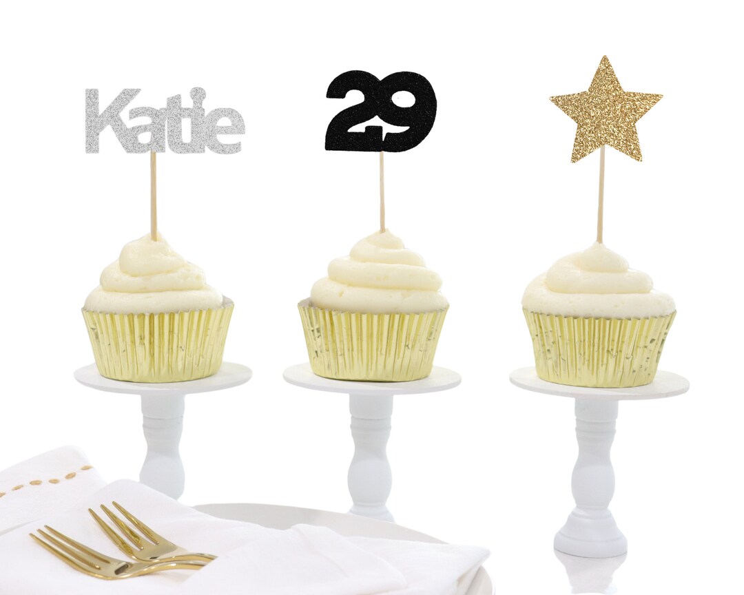 Customized 29th Birthday Party Cupcake Topper, Cute 29th Birthday Party ...