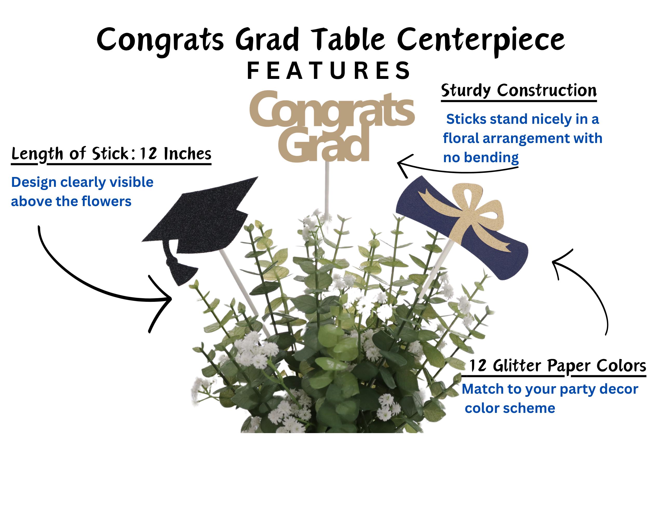Graduation Decorations 2026 Centerpiece Stick Set of 3: Grad Cap ...