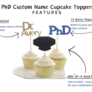 Personalized Phd Graduation Cupcake Toppers, Phd Graduation Decorations ...