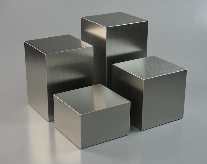 Mini Display Pedestals, Cubes and Risers, Brushed Aluminum, Silver ...