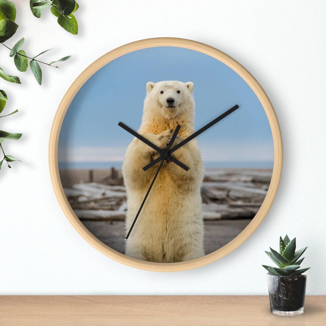 Polar Bear Wall Clock - Nature Home Decor, Cute Animal Wall Art, Unique ...