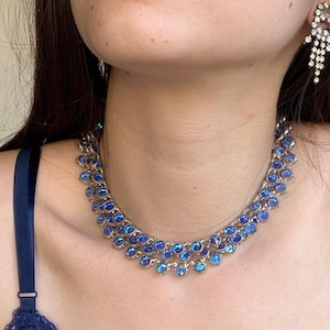 Vintage 50's Blue Beaded Choker - Etsy