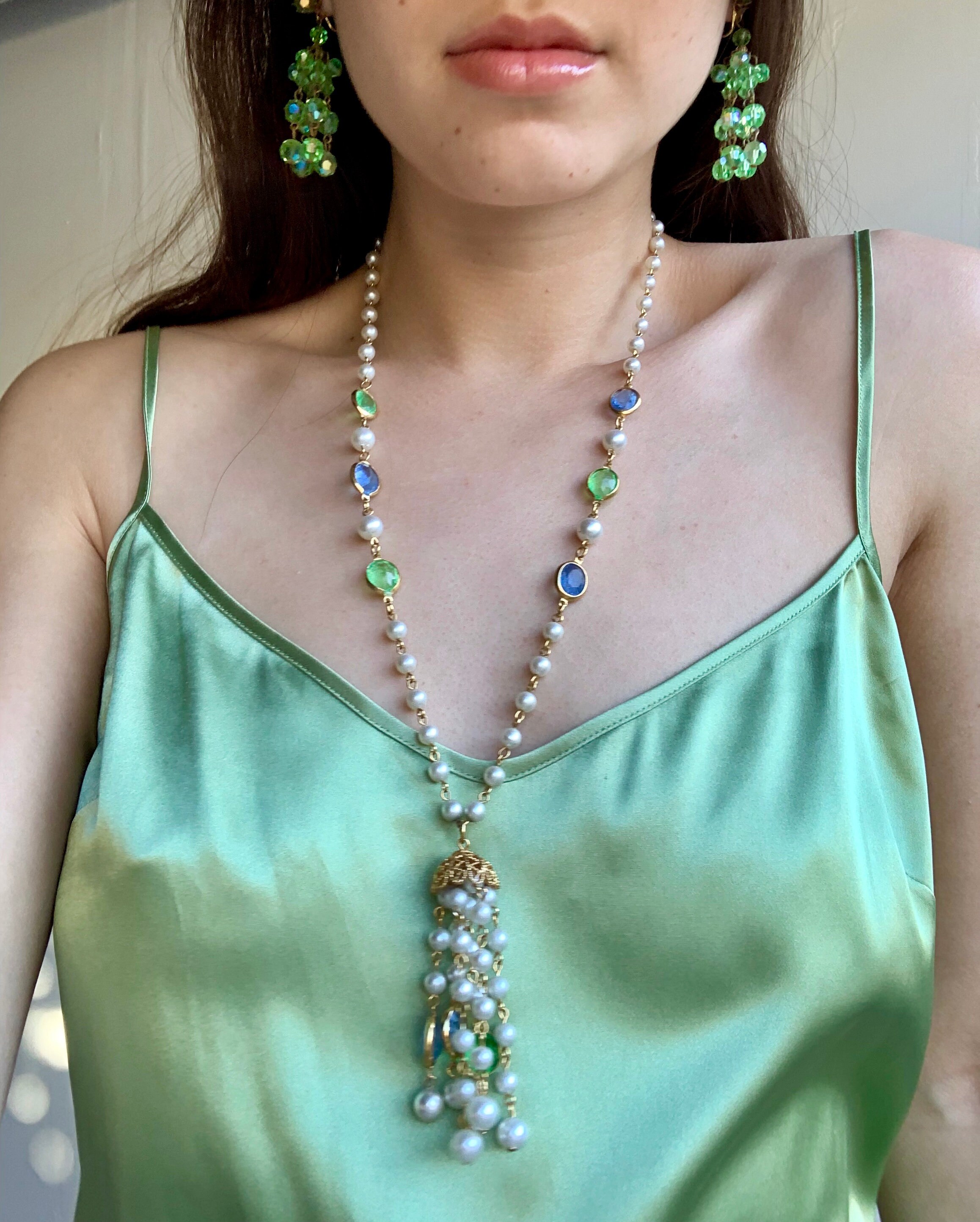 Vintage Beaded Dangly Necklace - Etsy