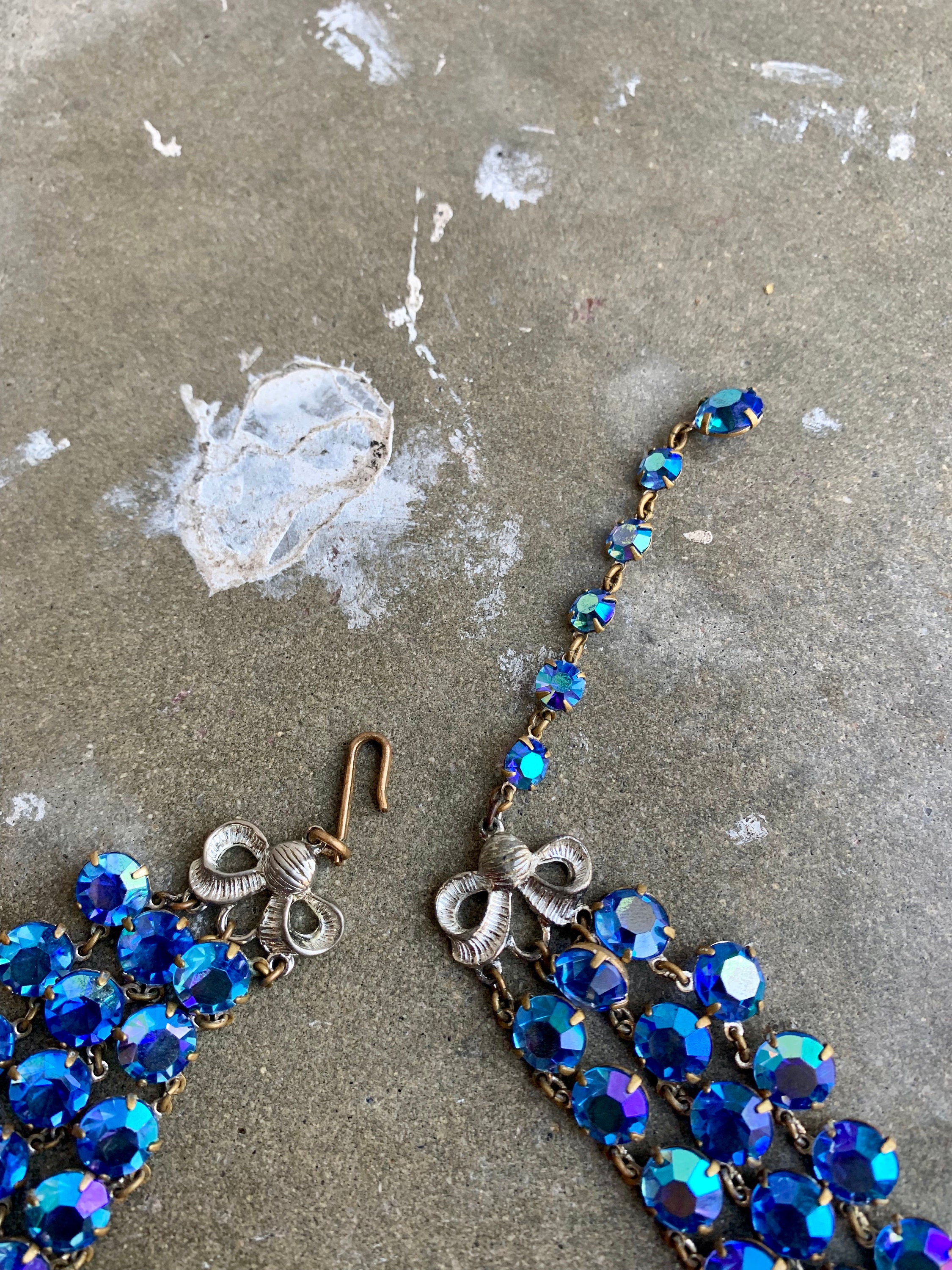 Vintage 50's Blue Beaded Choker - Etsy