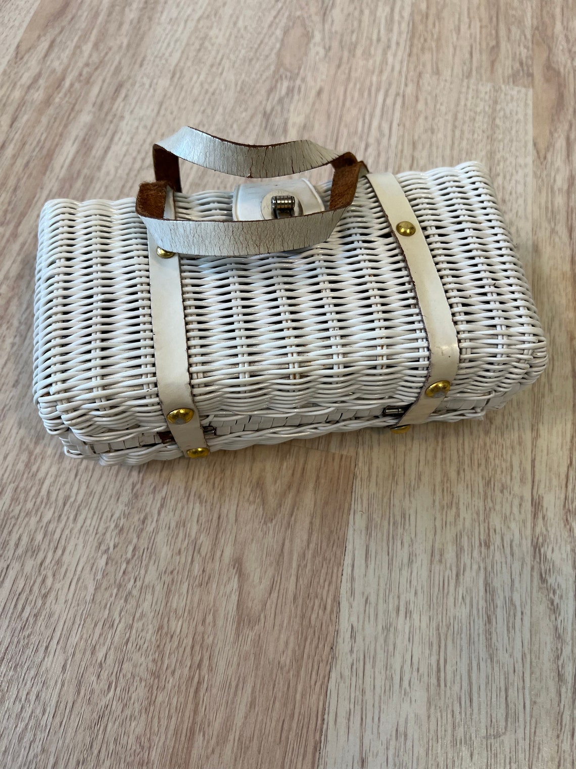 Vintage White Wicker Handbag - Etsy