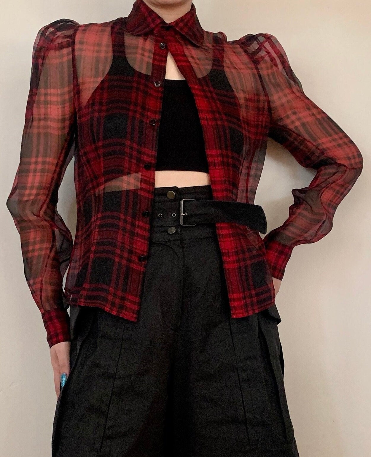 Ralph Lauren Purple Label Silk Plaid Blouse - Etsy