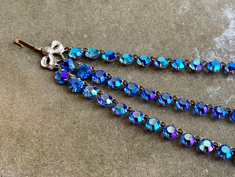Vintage 50's Blue Beaded Choker - Etsy