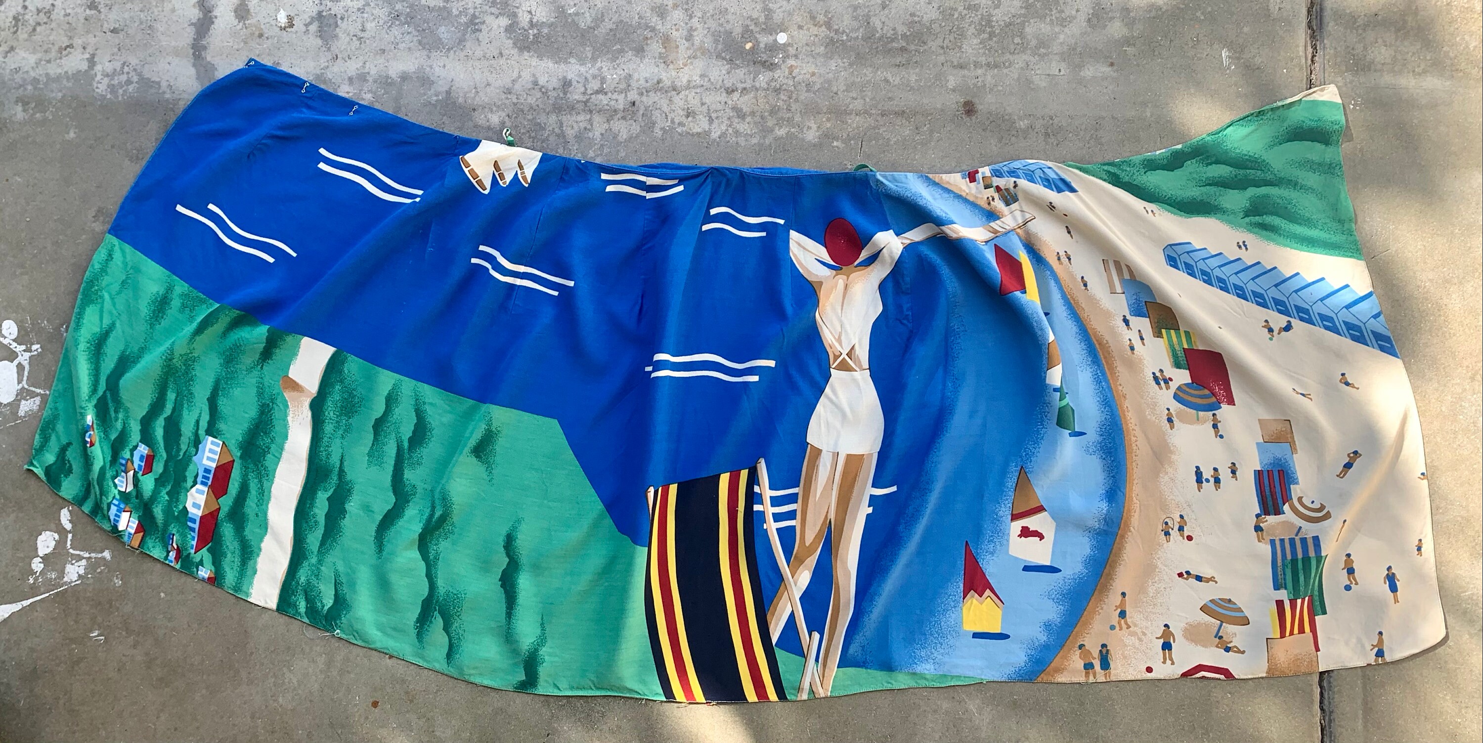 Vintage Beach Scene Wrap Skirt - Etsy