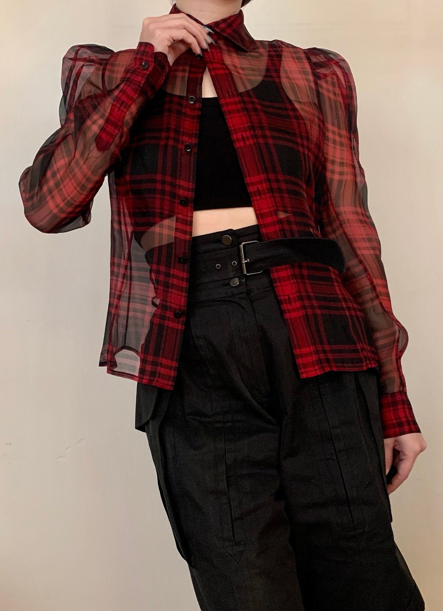 Ralph Lauren Purple Label Silk Plaid Blouse - Etsy