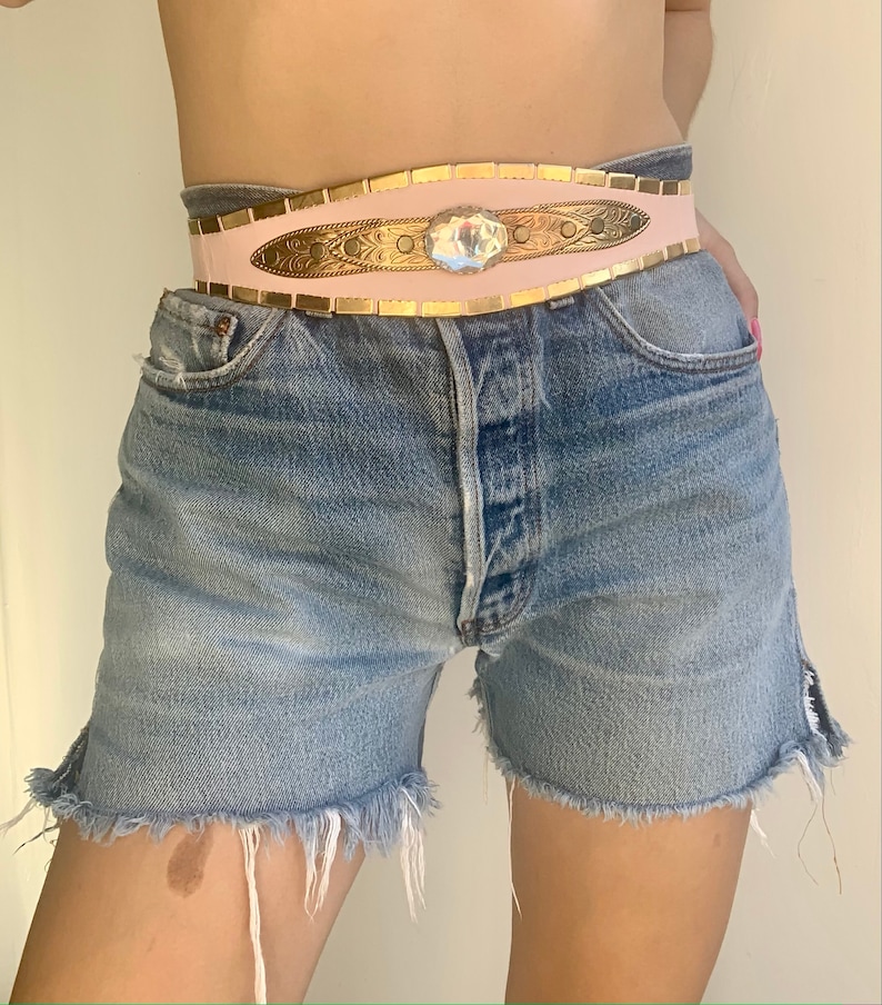Vintage 80's Pink and Gold Chad Calvin Belt With Rhinestone - Etsy