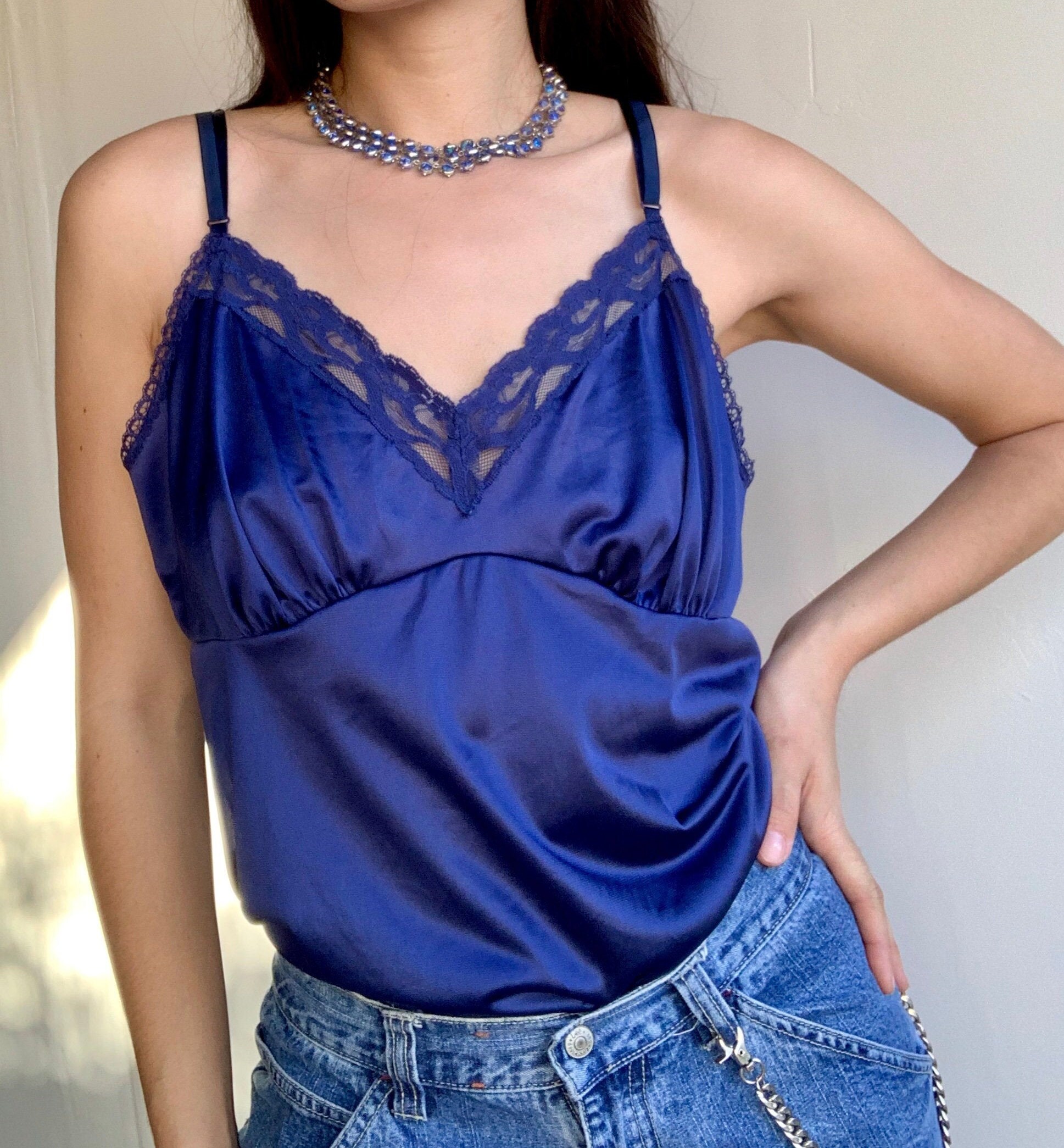 Vintage 50's Blue Beaded Choker - Etsy