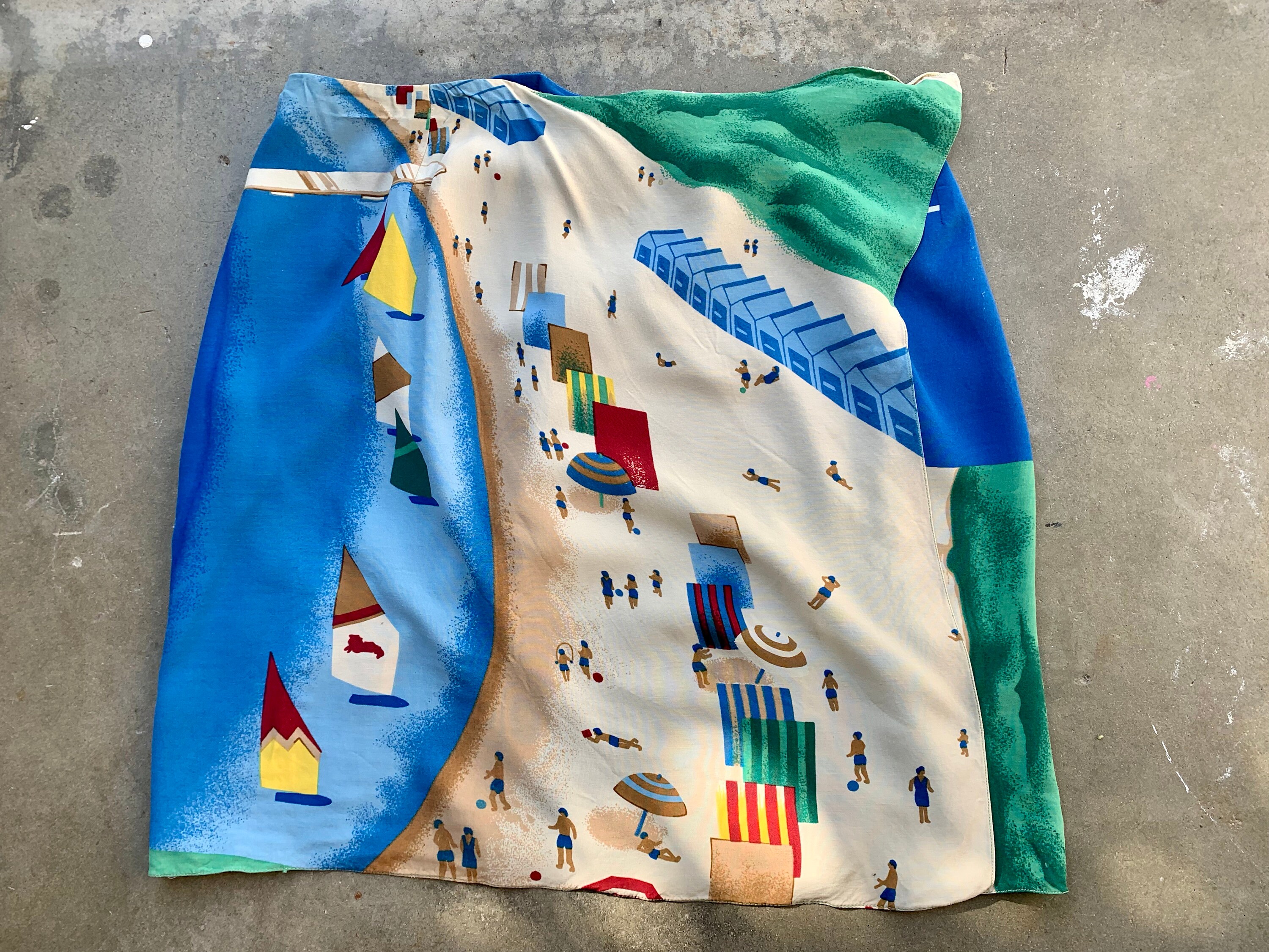 Vintage Beach Scene Wrap Skirt - Etsy