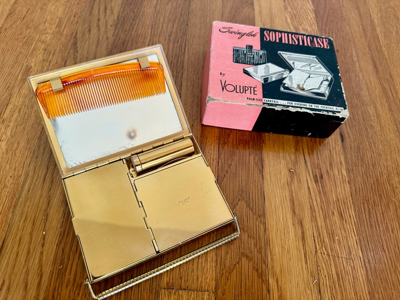 Vintage Volupte 40's/50's Gold Metal Clutch With Crystal Decor ...