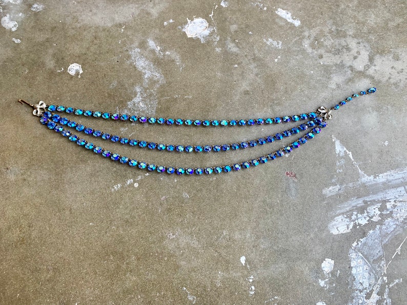 Vintage 50's Blue Beaded Choker - Etsy