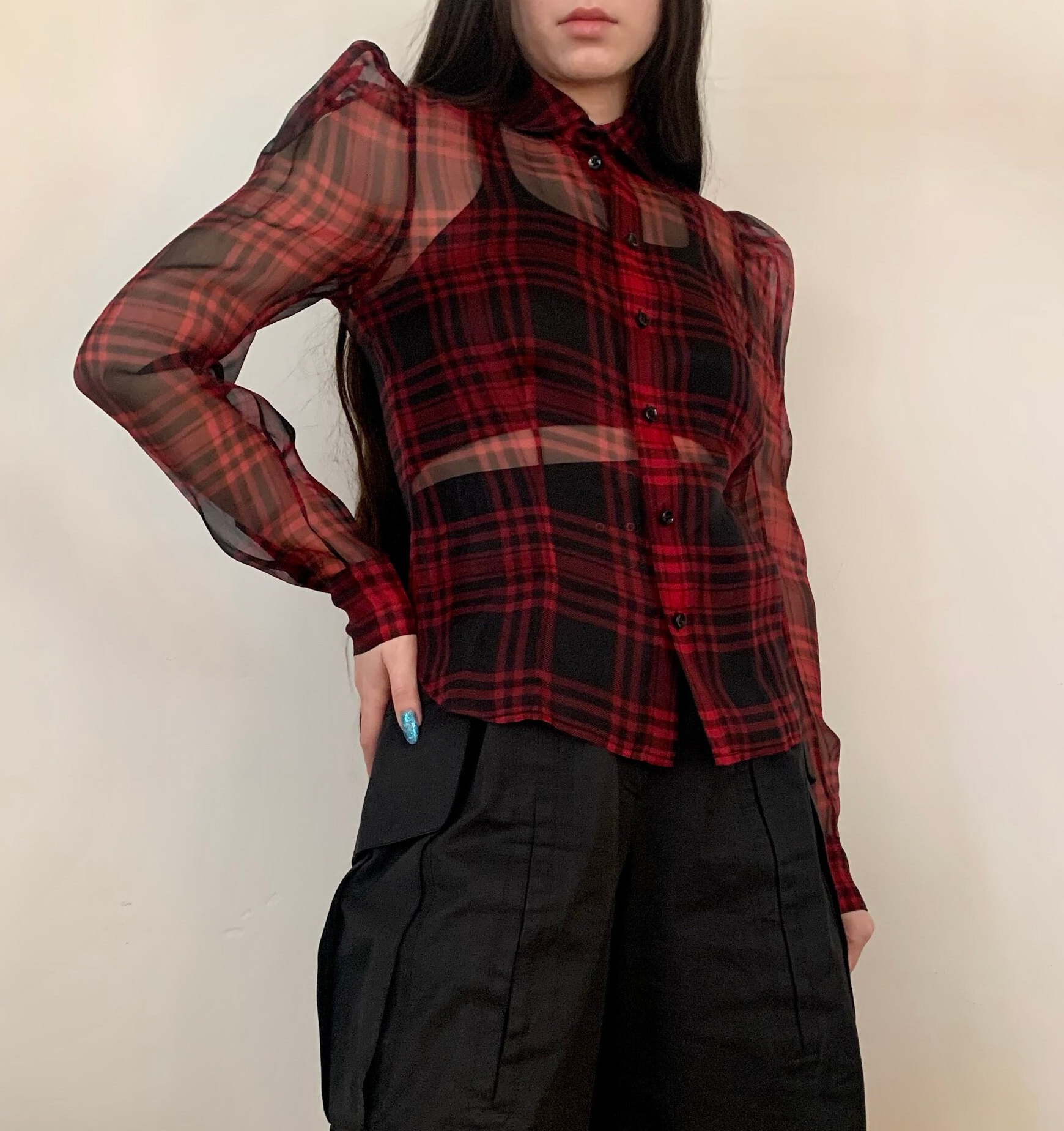 Ralph Lauren Purple Label Silk Plaid Blouse - Etsy